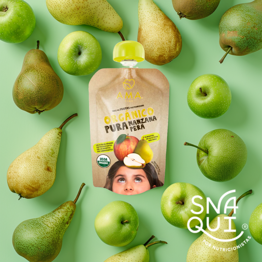 PURÉ DE FRUTA MANZANA PERA ORGÁNICO AMA 90GRSX32UDS – snaqui.cl